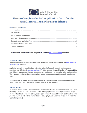 Fillable Online How to complete the Je-S application form for IPS Fax ...