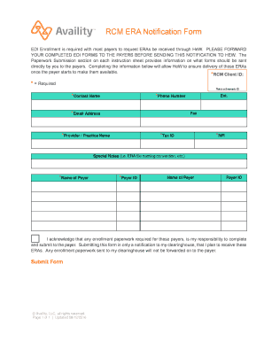Fillable Online RCM ERA Notification Form - availity.com Fax Email ...