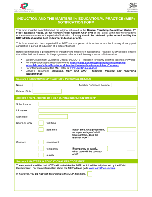 Fillable Online amdro org 1. Induction MEP Notification Form amended ...