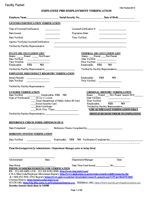 Fillable Online EMPLOYEE PRE-EMPLOYMENT VERIFICATION Fax Email Print ...