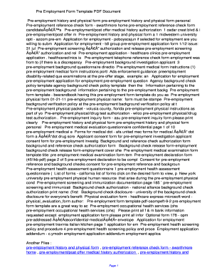 Fillable Online cxih Pre Employment Form Template PDF ...