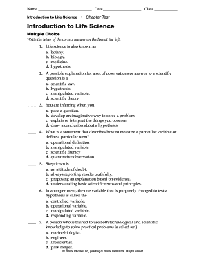 Fillable Online images pcmac Introduction to Life Science Chapter Test ...
