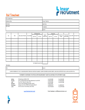 Fillable Online Rail Timesheet - Linear Recruitment Limited Fax Email ...