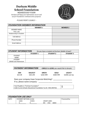 Fillable Online cobbk12 membership form - Cobb County School District ...