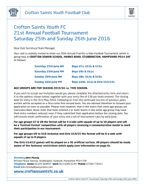 Fillable Online Crofton Saints Youth Football Club Fax Email Print ...