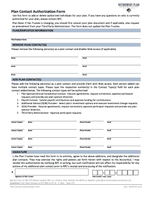 Fillable Online Plan Contact Authorization Form.docx Fax Email Print ...