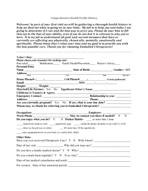 Fillable Online Comprehensive Health Profile History Fax Email Print ...