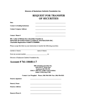 Fillable Online dscatholicfoundation Request for Transfer of Securities ...