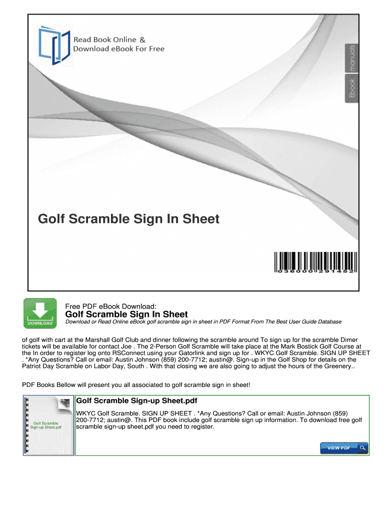 Fillable Online Golf Scramble Sign In Sheet - mybooklibrary.Com Fax ...