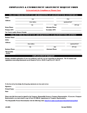 Fillable Online state nj compliance & enforcement abatement request ...