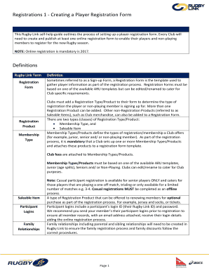 Fillable Online Registrations 1 - Creating a Player Registration Form ...