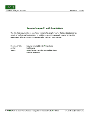 Fillable Online northcoastjobseekers Resume Sample 01 with Annotations ...