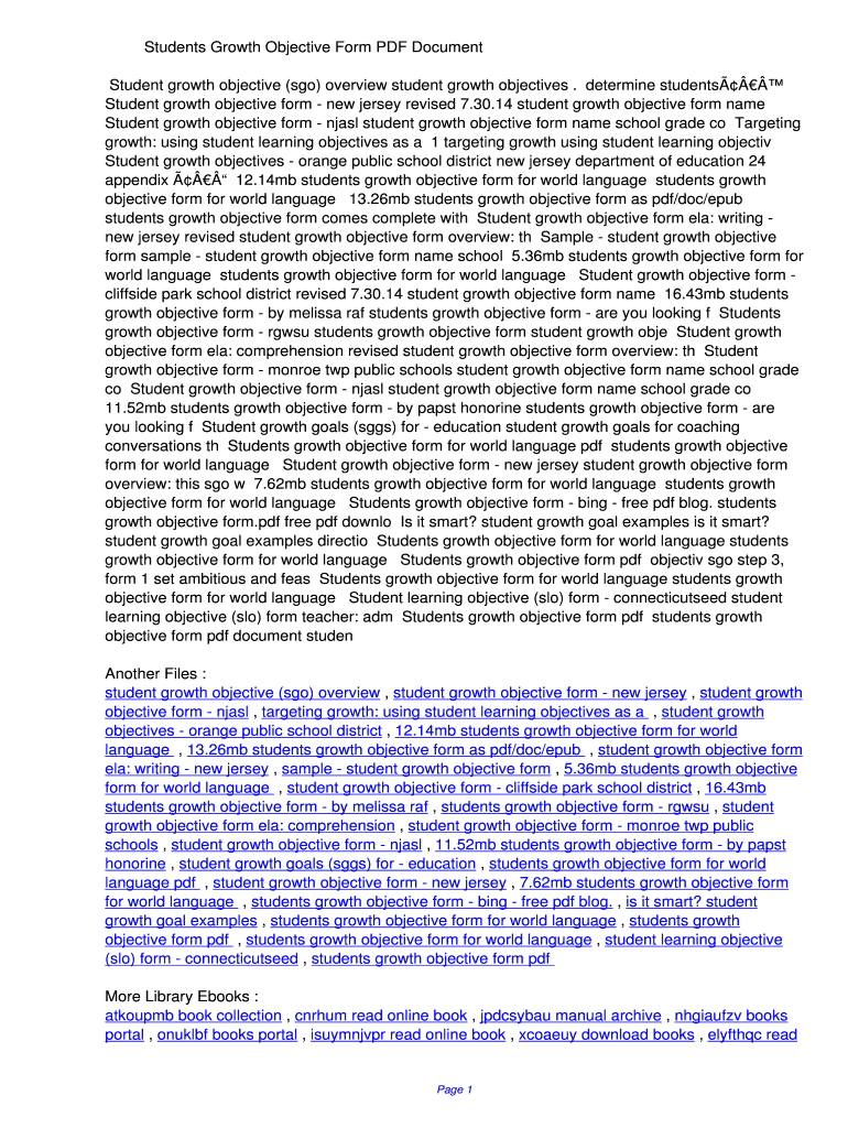 Fillable Online lvjb Students Growth Objective Form PDF ...