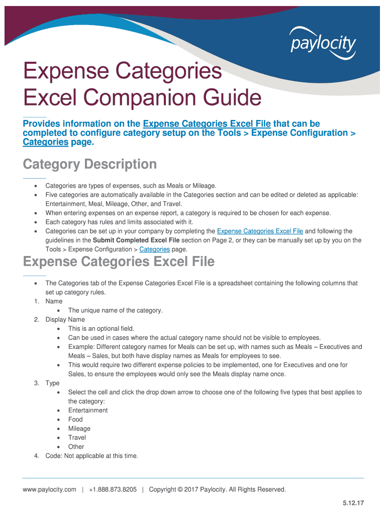 Fillable Online Expense Categories Fax Email Print - pdfFiller