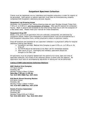 Fillable Online Outpatient Specimen Collection Fax Email Print - pdfFiller