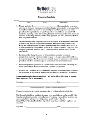 Fillable Online Consent for Anesthesia Fax Email Print - pdfFiller