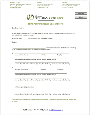 Fillable Online Third Party Disclosure Consent Form - Groupe Solution ...