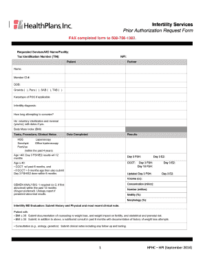 Fillable Online Infertility Services Prior Authorization Request Form ...