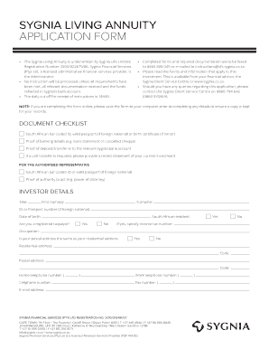 Fillable Online sygnia co SYGNIA LIVING ANNUITY APPLICATION FORM Fax Email Print - pdfFiller