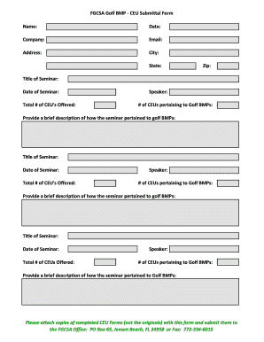 Fillable Online FGCSA Golf BMP - CEU Submittal Form Fax Email Print ...