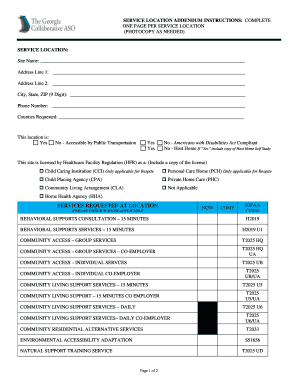 Fillable Online SERVICE LOCATION ADDENDUM INSTRUCTIONS: COMPLETE Fax ...