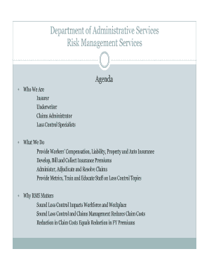 Fillable Online usg Department of Administrative Services Risk ...