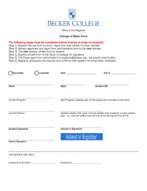 Fillable Online The following steps must be completed before change of major is accepted: Fax ...