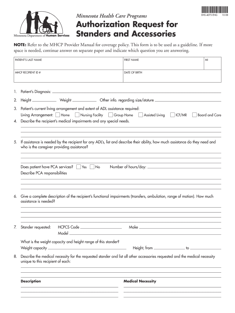 Fillable Online Authorization Request for Standers and Accessories Fax Email Print - pdfFiller