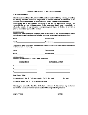 Fillable Online MANDATORY YEARLY UPDATE INFORMATION Fax Email Print ...