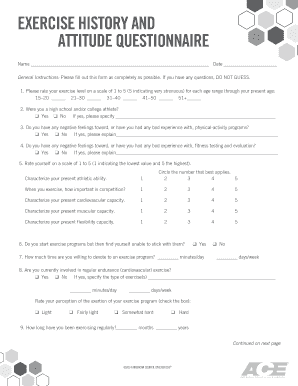 Fillable Online acefitness exerCise history AnD AttituDe questionnAire ...