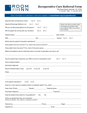 Fillable Online roomintheinn Recuperative Care Referral Form ...