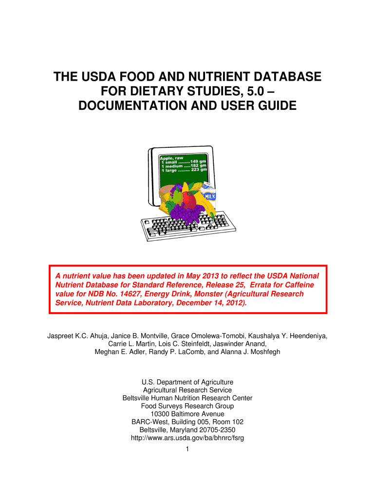 Fillable Online THE USDA FOOD AND NUTRIENT DATABASE Fax Email Print ...