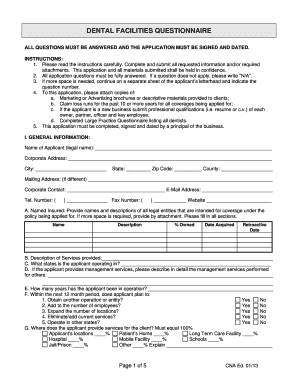 Fillable Online dental facilities questionnaire - Professional ...
