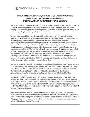 Fillable Online CHOC CHILDRENS HOSPITAL/UNIVERSITY OF CALIFORNIA ...