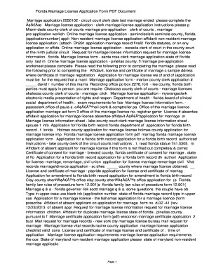 Solicitud De Licencia De Matrimonio Imprimible En Florida