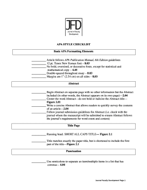 Fillable Online JFD APA Style Checklist draft 8.docx Fax Email Print - pdfFiller