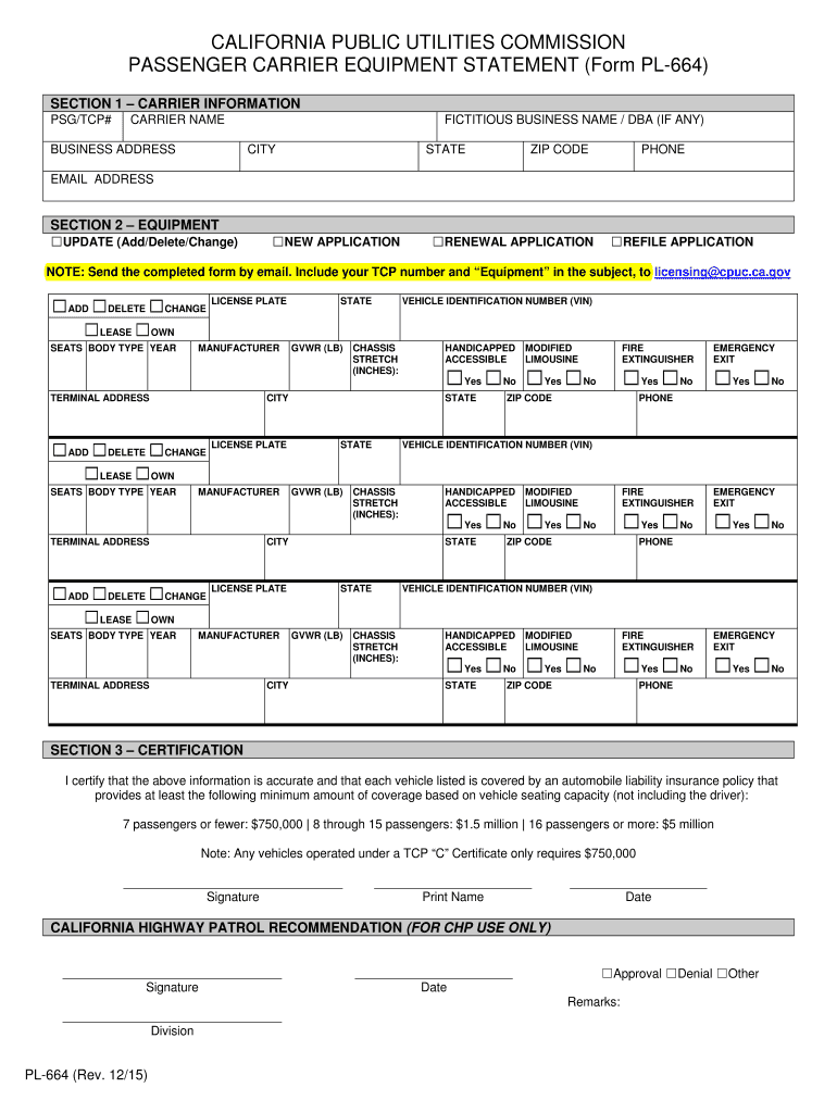 Fillable Online CA PUC Fleet Equipment Update Form Fax Email Print ...