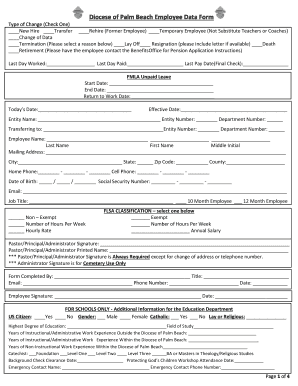 Fillable Online Diocese of Palm Beach Employee Data Form Fax Email ...
