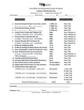 Fillable Online Post Offer Pre-Placement Screen Protocol Fax Email ...