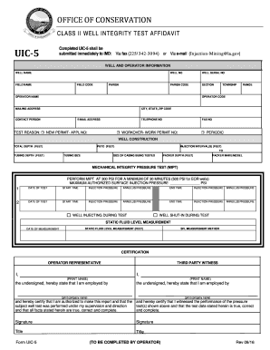 Fillable Online dnr louisiana CLASS II WELL INTEGRITY TEST AFFIDAVIT ...