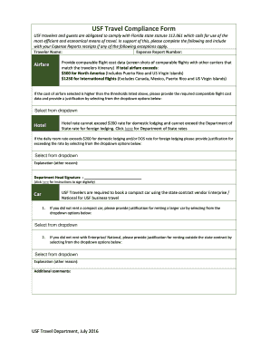 Fillable Online USF Travel Compliance Form Fax Email Print - pdfFiller