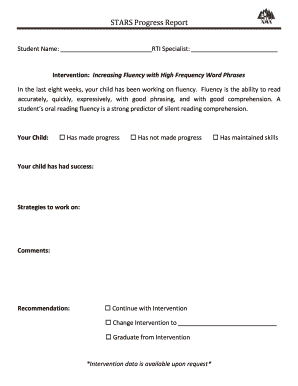 Fillable Online STARS Progress Report - amaesd.org Fax Email Print - pdfFiller
