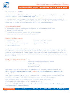 Fillable Online Unforeseeable Emergency Withdrawal Request: Instructions Fax Email Print - pdfFiller