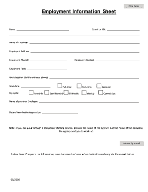 Fillable Online jocogov Employment Information Sheet Fax Email Print ...