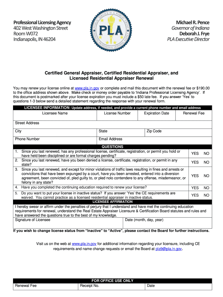 Fillable Online in Certified General Appraiser, Certified Residential ...