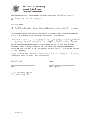 Fillable Online marinelab fsu Academic Diving Program Fax Email Print - pdfFiller