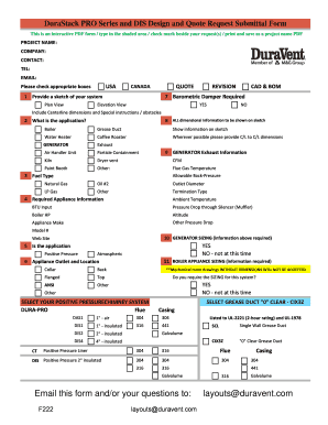 Fillable Online DuraStack PRO Series and DIS Design and Quote Request ...