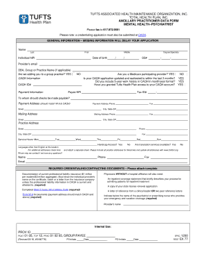 Fillable Online TUFTS ASSOCIATED HEALTH MAINTENANCE ORGANIZATION, INC ...