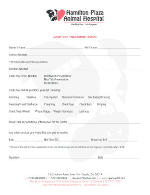Fillable Online DROP OFF TREATMENT FORM Fax Email Print - pdfFiller