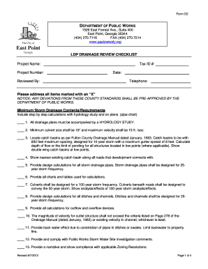 Fillable Online LDP Drainage Review Checklist - East Point, GA Fax ...